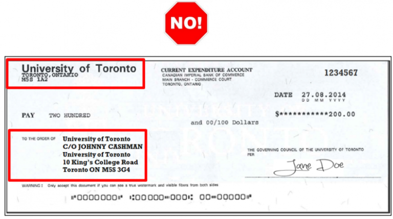 Should you ever issue a cheque from the University of Toronto to the ...