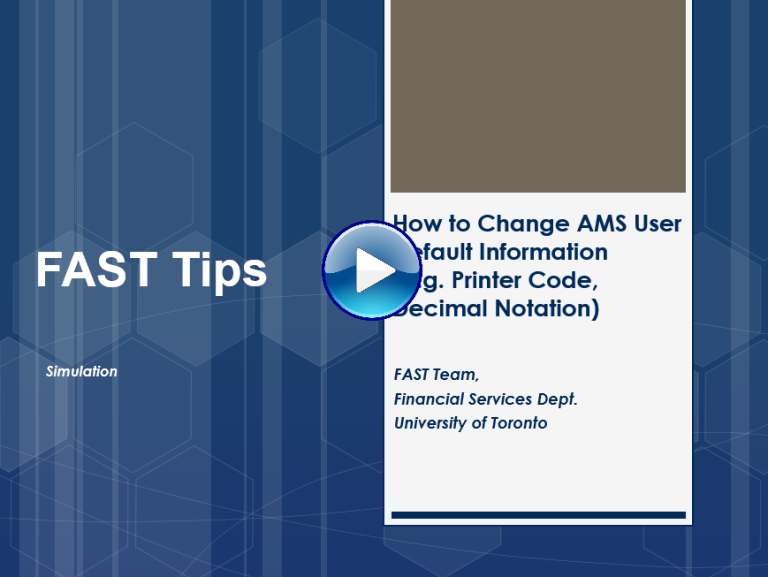 SIMULATION: How to Change AMS Default Information - Financial Services