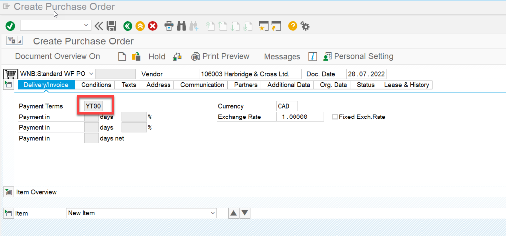 ME21N payment terms - Financial Services