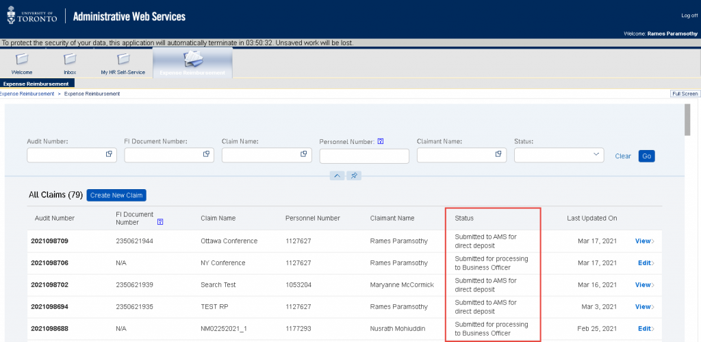 image 7 - dashboard - view status - Financial Services